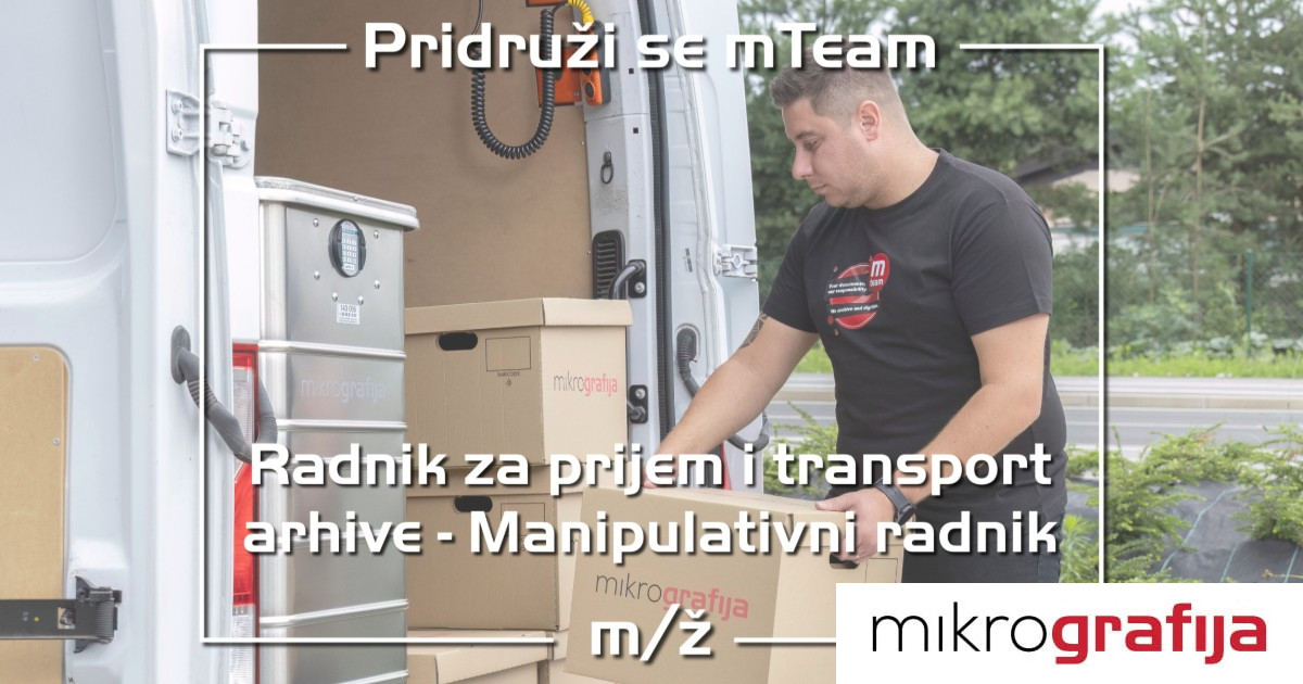 Radnik za prijem i transport arhive - Manipulativni radnik (m/ž ...