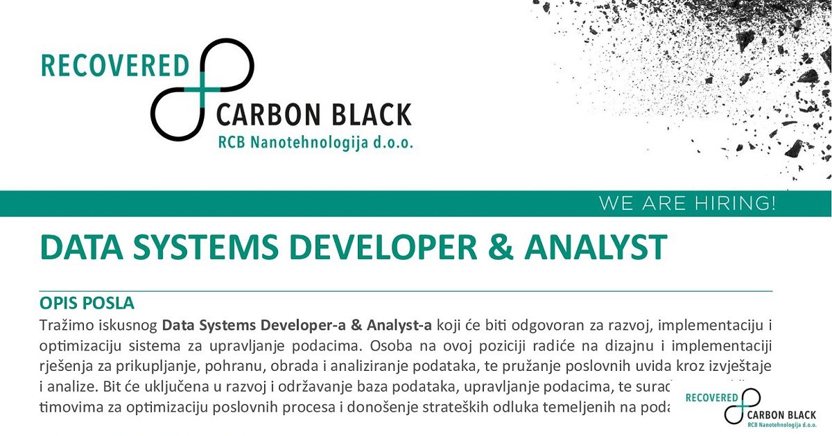 Data Systems Developer & Analyst (m/f) | RCB Nanotehnologija - Klix Posao
