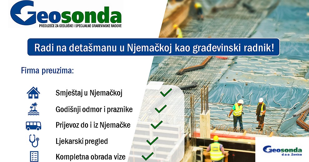 Tesar, Zidar, Armirač (m) | Geosonda - Klix Posao