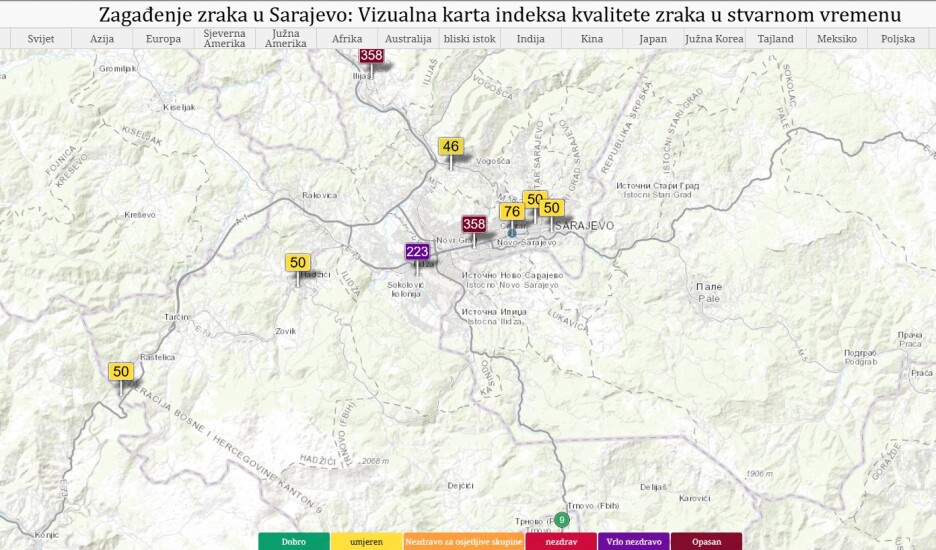 Opasnost u Sarajevu: Zrak u dijelovima grada ekstremno zagađen zbog ...