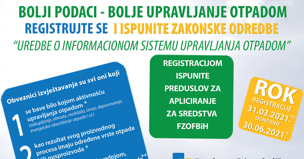Uspostavljen informacioni sistem upravljanja otpadom FBiH u Fondu za zaštitu okoliša FBiH