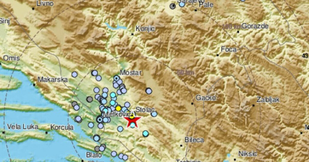 Zemljotres snage tri stepena osjetio se u južnim dijelovima BiH, epicentar kod Stoca