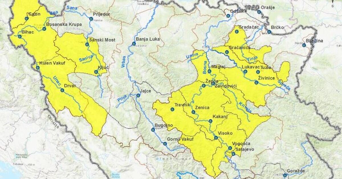 Na području USK, KS, TK i ZDK od 23. do 25. septembra moguće bujične ...