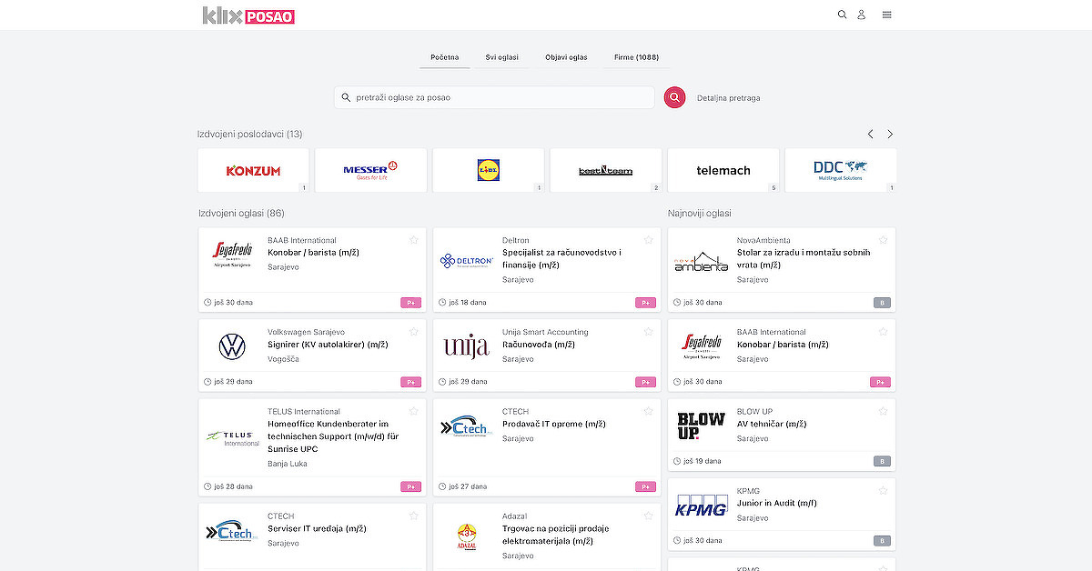 Klix Posao uveo kartično plaćanje za brzu objavu oglasa