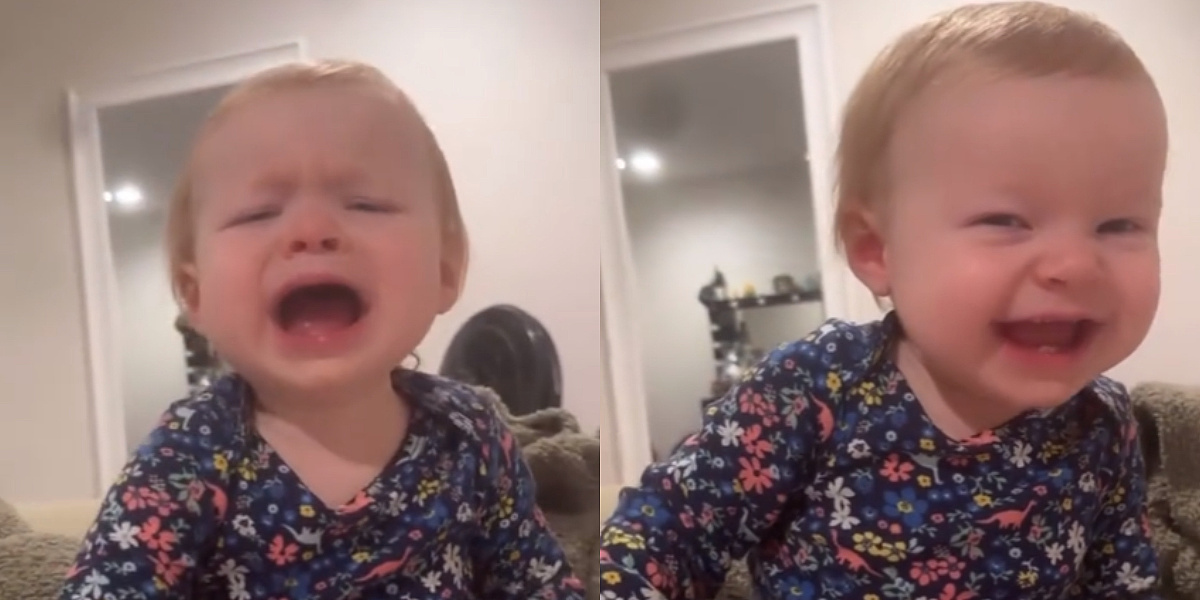 Komična reakcija uplakane bebe na taktove najslušanije pjesme godine ...