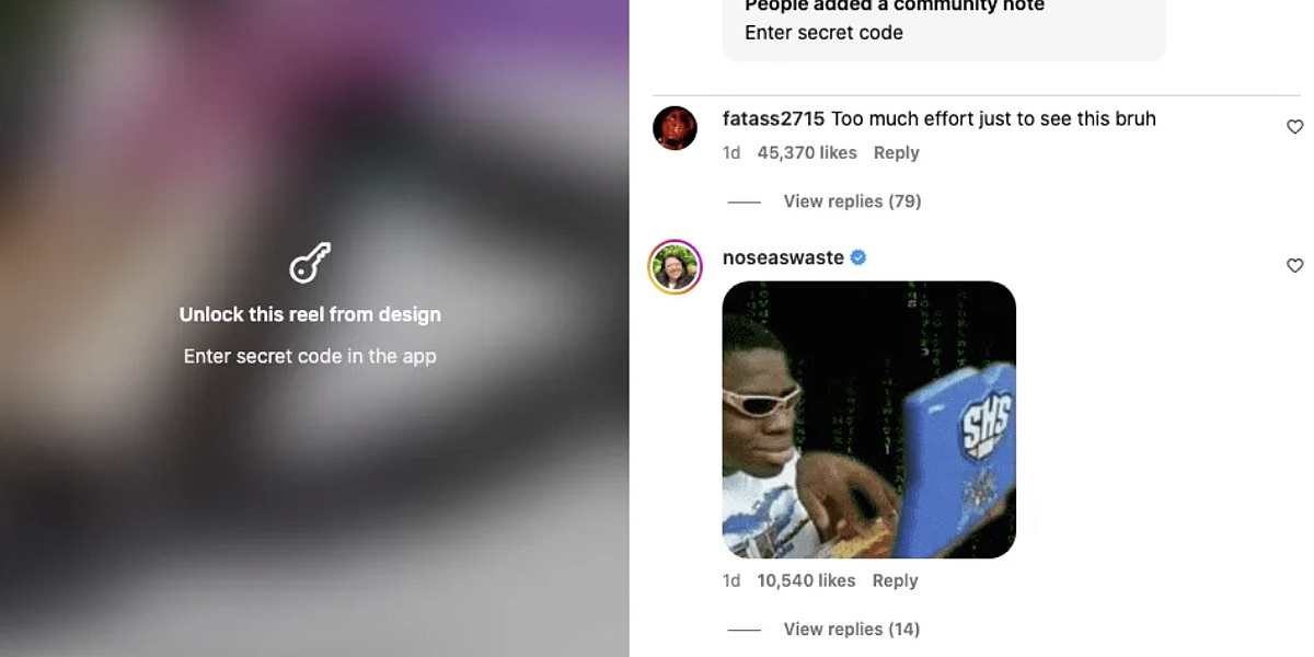 Instagram testira Reelove zaključane "tajnim" kodom